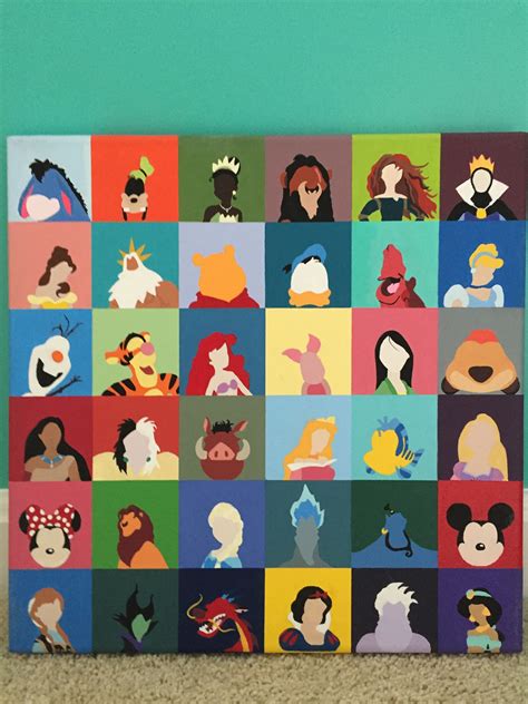 Painting Disney Character Canvas Canvases Eeyore Goofy Tiana Scar