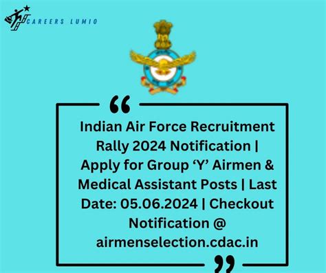 Indian Air Force Recruitment Rally 2024 Notification Apply For Group