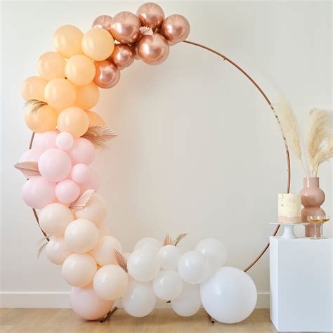 Pampas White Peach And Rose Gold Balloon Arch Kit Ginger Ray