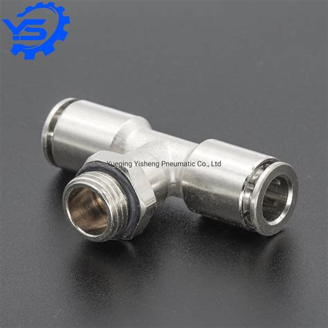 Pb Series G Thread Brass Fitting Pneumatic Tee Type Male Connector
