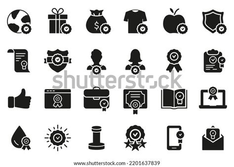 Quality Control Check Mark Silhouette Icons Stock Vector Royalty Free