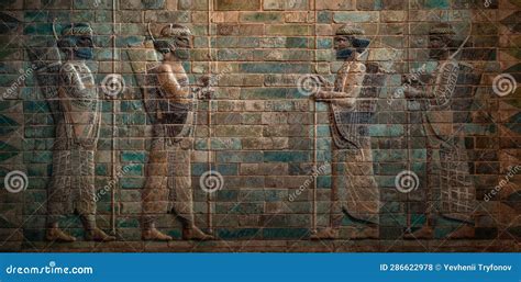 Ancient Image Of Assyrian Warriors Historical Excursion On The Subject