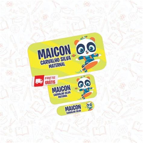 Etiqueta Escolar Panda Cosmic Puket 150un Frete Grátis Elo7