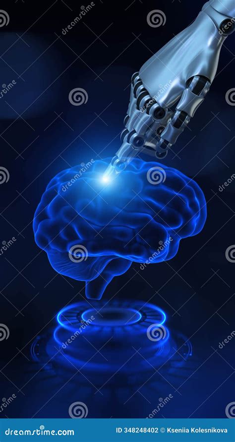 AI Brain Projection With Robot Hand Business And Technology Concept