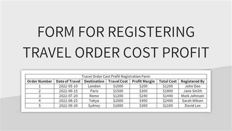 Optimizing Travel Order Cost Profit With Registration Form Excel