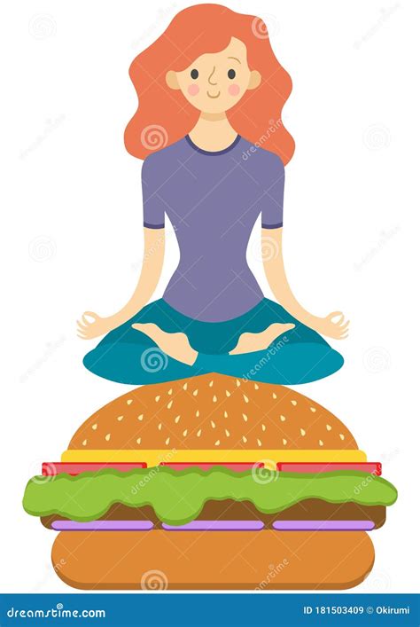 Girl On Big Huge Burger Stock Vector Illustration Of Health 181503409