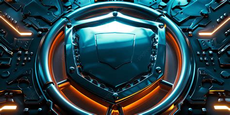 A High Tech Backdrop Complements Glossy Shield In Captivating 3d Rendering Vertical Mobile