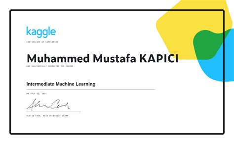 Muhammed Mustafa KAPICI Completed The Intermediate Machine Learning