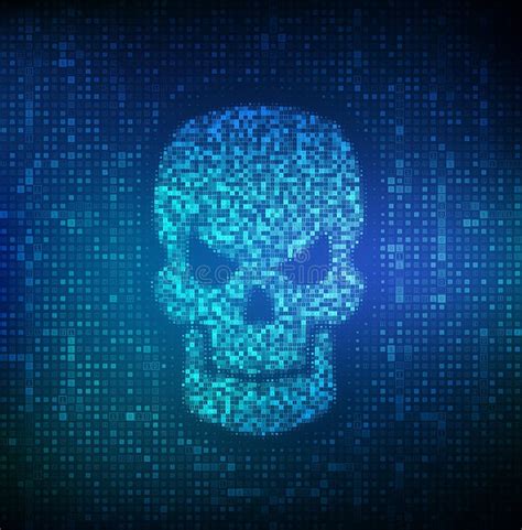 Hacked Shape Of Skull Made With Binary Code Stock Illustration
