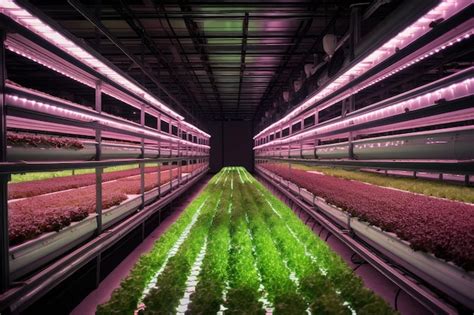 Premium AI Image Massive Indoor Farm With Rows Upon Rows Of Crops