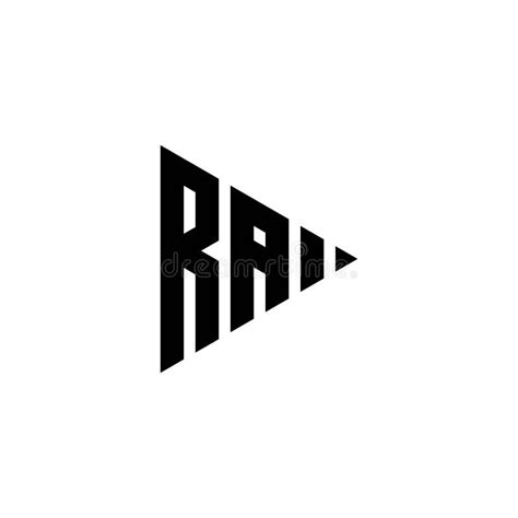 RA Logo Monogram Triangle Shape Play Button Stock Vector Illustration