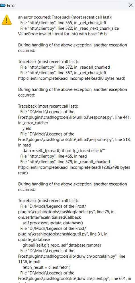 Weird Crash Error When Installing Legends Of The Frost Rwabbajack