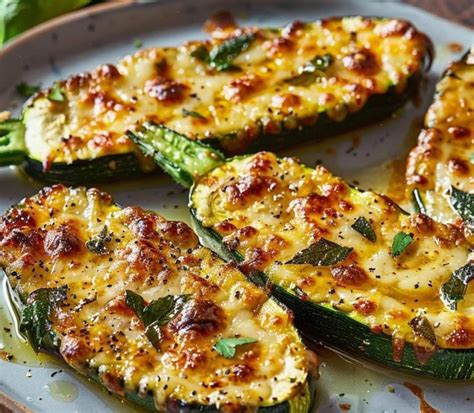 Cheesy Garlic Zucchini Steaks Recipes