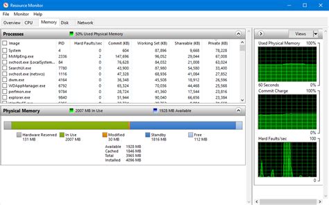 how to use windows 10 s resource monitor to track memory usage