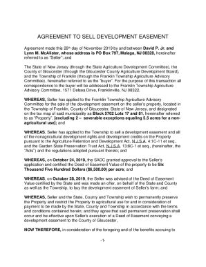 Fillable Online AGREEMENT TO SELL DEVELOPMENT EASEMENT Fax Email Print