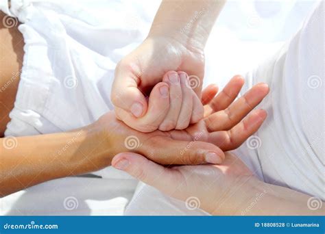 Digital Pressure Hands Reflexology Massage Therapy Royalty Free Stock