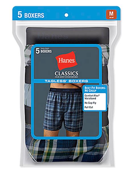 Hanes Mens 5 Pack Boxers Tagless Comfort Flex Waistband Cool