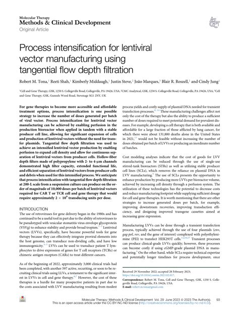 Pdf Process Intensification For Lentiviral Vector Manufacturing Using