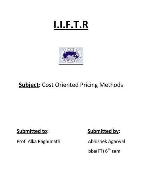 Cost Oriented Pricing 2 Pdf Dumping Pricing Policy Business