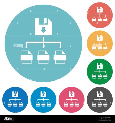 Save File As Multiple Format Flat White Icons On Round Color