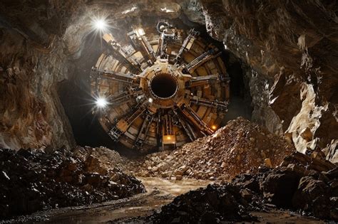 Front View Of Tunnel Boring Machine Excavation Premium Ai Generated Image