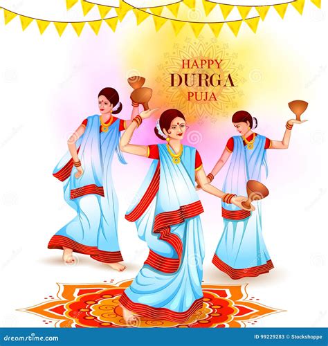 Happy Durga Puja Festival Background For India Holiday Dussehra Stock