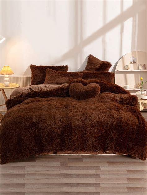 Solid Fuzzy Duvet Cover Set Without Filler Duvet Cover Sets Duvet Full Bedding Sets