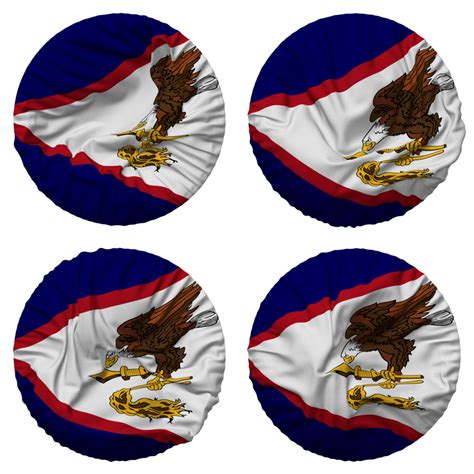 American Samoa Flag In Round Shape Isolated With Four Different Waving