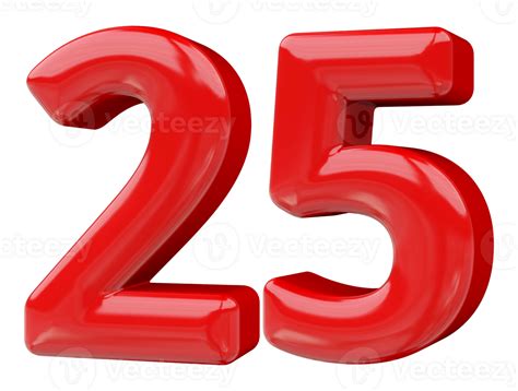 Vermelho 3d Número 25 46645609 Png