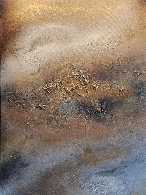 Artistic Wall With Gold Plating And Texture Of Creative Putty Stock