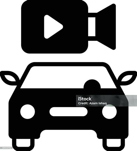 자율 주행 전방 카메라 컨셉 프론트 캠 벡터 아이콘 디자인 자율 주행 무인 차량 기호 로보 카 사인 자동 주행 시스템 스톡 일러스트 감시에 대한 스톡 벡터 아트 및 기타