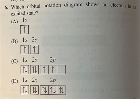 Solved Which Orbital Notation Diagram Shows An Electron In