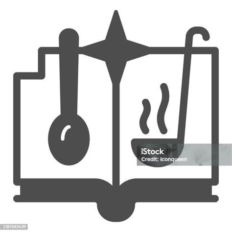 조리법 책 단색 아이콘 요리 개념 벡터 그래픽 흰색 배경에 미식가 책 기호 모바일 또는 웹 디자인을위한 글리프 스타일 아이콘 개념에 대한 스톡 벡터 아트 및 기타 이미지