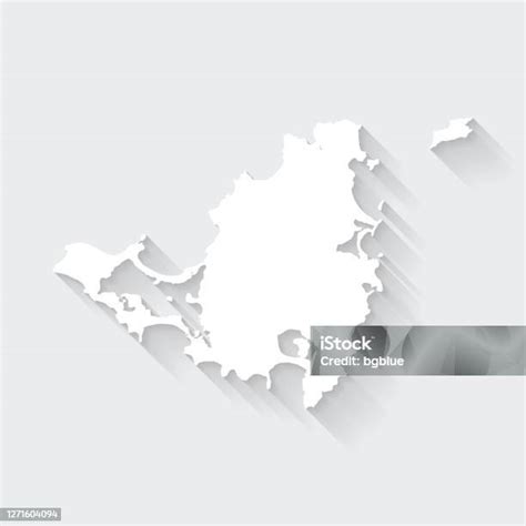 Carte De Lîle De Sint Maarten Avec Une Longue Ombre Sur Fond Blanc Flat