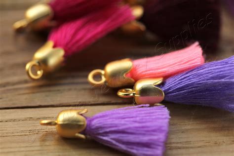 Turquoise Blue Cotton Tassel With Gold Cap 25cm Jewelry Etsy