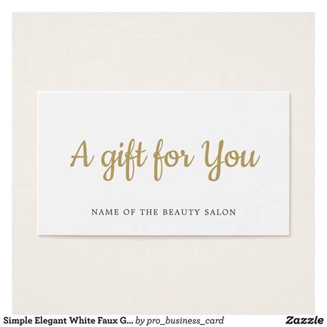 Simple Elegant White Faux Gold Beauty Gift Card Zazzle Beauty Gift