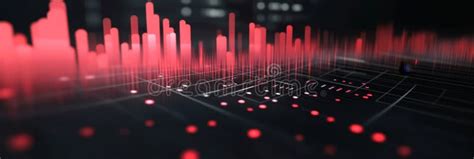 Abstract Data Visualization With Red Bars And Glowing Dots A Futuristic