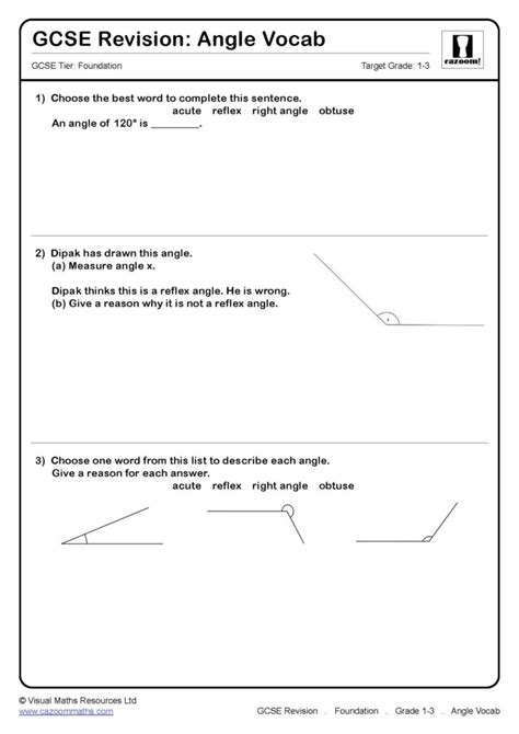 Angle Vocab Gcse Questions Gcse Revision Questions