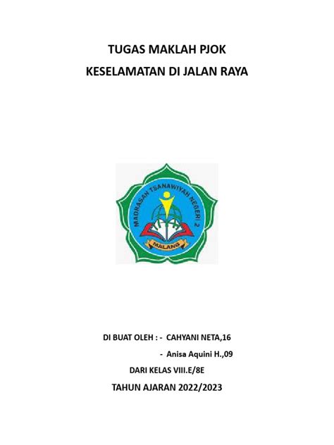Tugas Makalah Pjok Keselamatan Di Jalan Raya Pdf