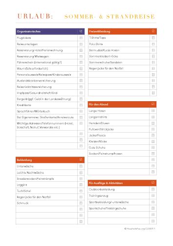 CL0087 Checkliste Sommer Und Strandreise Haushaltsfee 1 Haushaltsfee