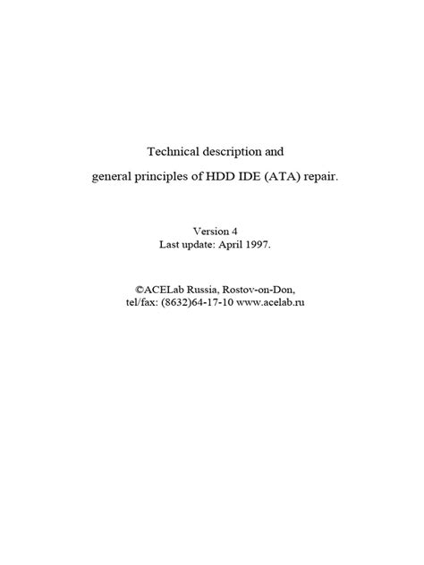 Technical Description And General Principles Of Ide Hdd Repair 199704