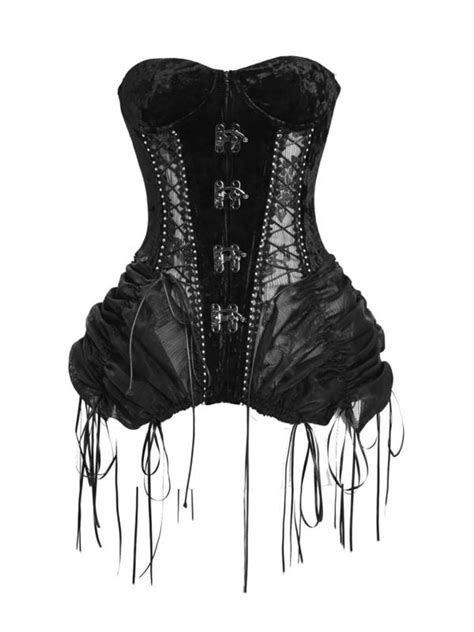 Gothic Black Bustier Corset Lace Up Top Drawstring Hem