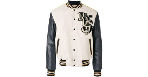 Schott Nyc Leather Varsity Bomber Jacket For Men Lyst