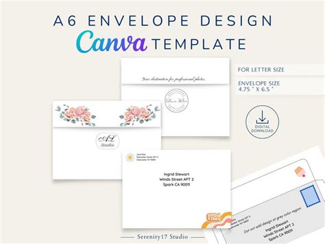 A6 Envelope Custom Design Canva Template 4 75x6 5 Editable