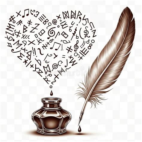 Heart Of Letters Calligraphy Quill Ink Bottle And Feather Creating A