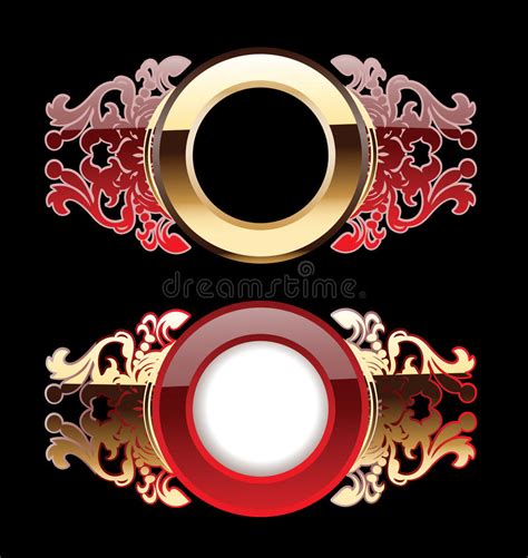 Dos Rojos Y Anillos Del Resplandor Del Oro Ilustración Del Vector