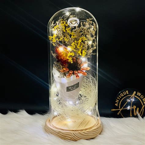 Wireless Led String Light Glass Dome With Flower