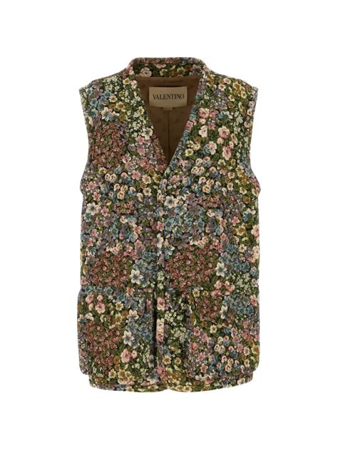 Valentino Garavani Floral Print Vest Green Farfetch