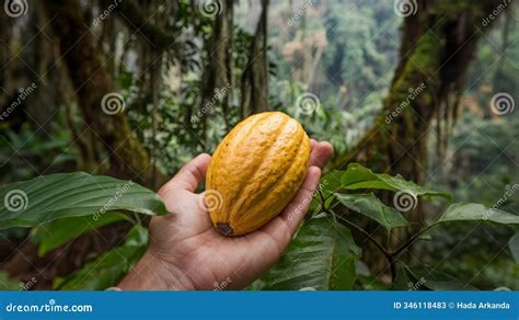 A Mature Cocoa Bean Discovered In The Rain Forest Of An Indonesian Island Stock Illustration