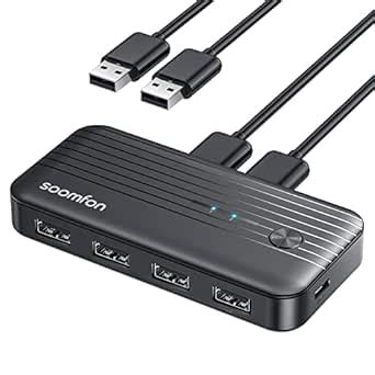 SOOMFON 4 Port USB 3 0 Switch Selector 5Gbps High Speed 2 In 4 Out Switcher Box For 2